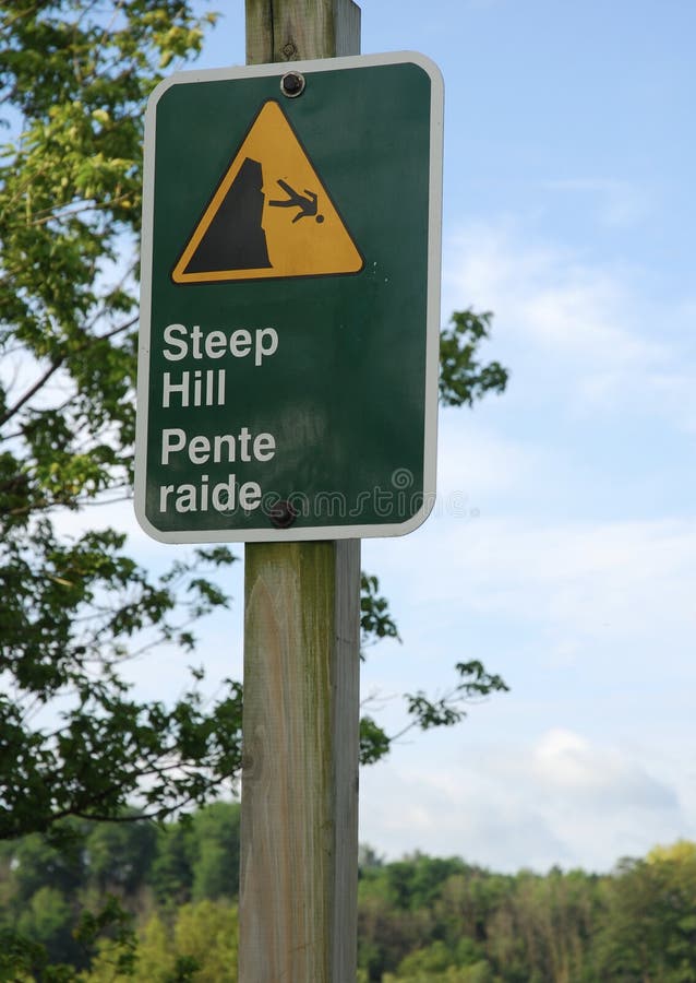 Sign Warning Of A Steep HIll Stock Photo - Image of signpost, percent ...