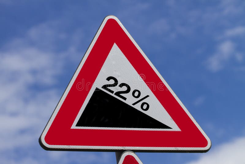 A Steep Gradient Warning Sign Stock Image - Image of mountains ...