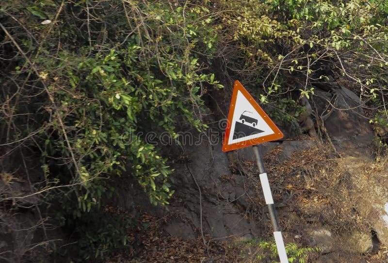 Steep Road Ahead Traffic Sign Stock Photo - Image of mountains ...