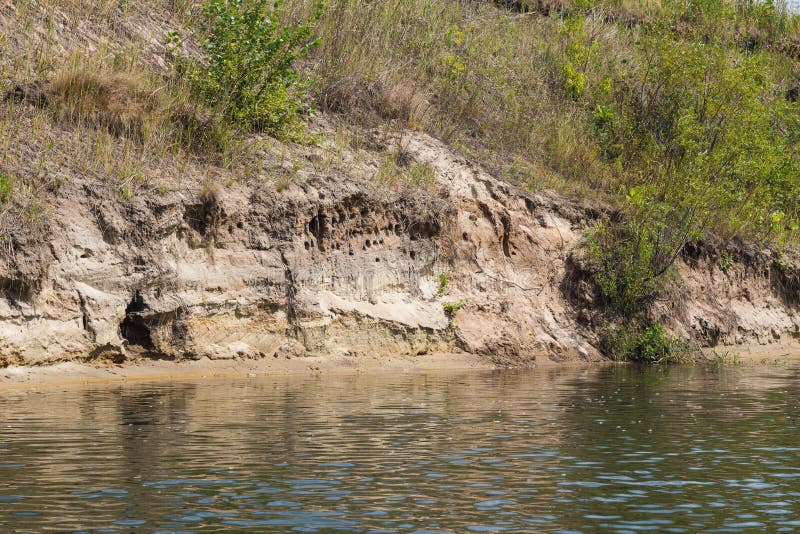 Steep sandy beach stock image. Image of river, steep - 110394327