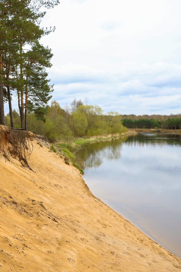Steep Sandy Cliffs of the Neris River in Lithuania Stock Photo - Image ...