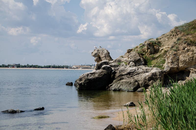 Steep, Sharp, Stone Beaches on the Black Sea Coast Stock Image - Image ...