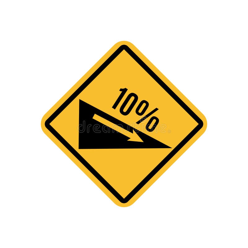 Steep Slope Ahead Sign. 10 Steep Slope Road Vector Symbol Stock Vector ...