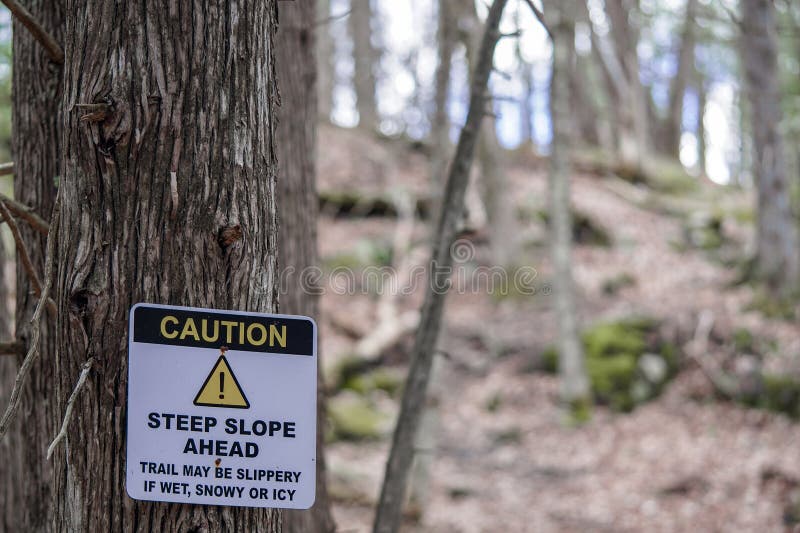 Steep Slope Ahead. a Sign on a Trail Stock Photo - Image of marker ...