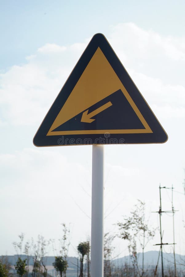 Warning sign steep slope stock photo. Image of signs - 30971518