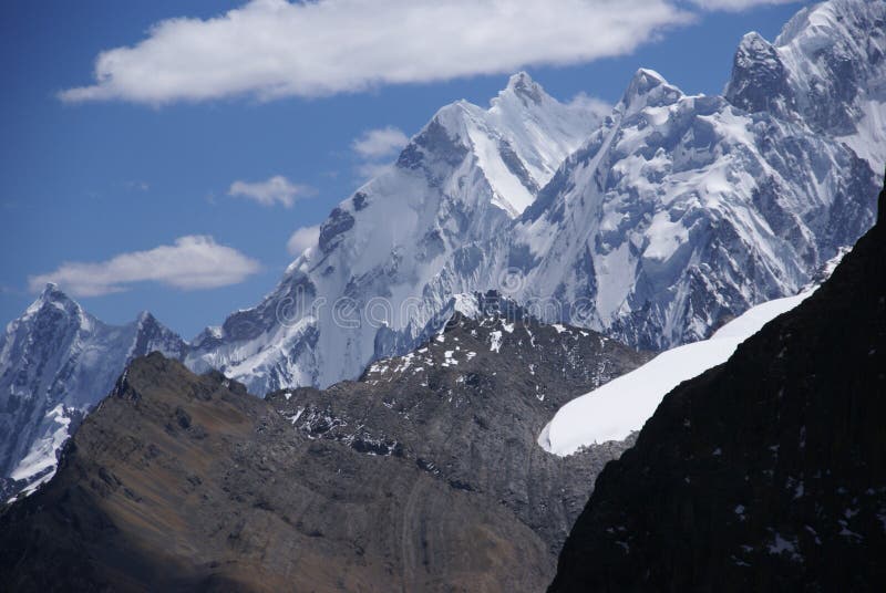 Steep Snow Faces on Andes Mountain Stock Photo - Image of peaks, high ...