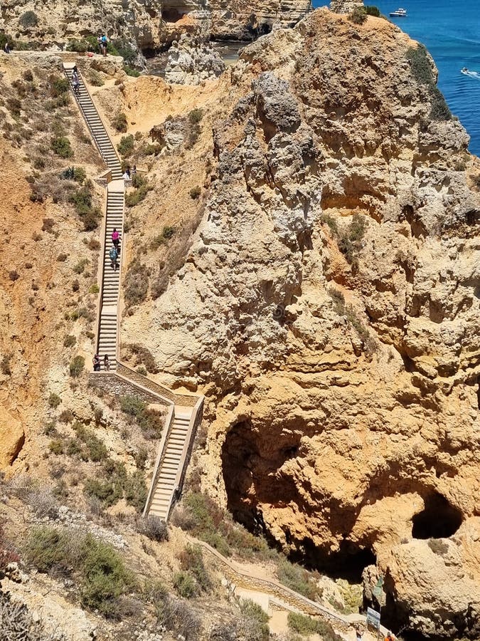 Steep Stairs on a Cliff on the Coast. Stock Image - Image of hole, blue ...