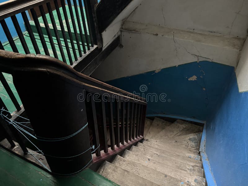 Steep Stairs Down in the House Stock Image - Image of tower, abstract ...