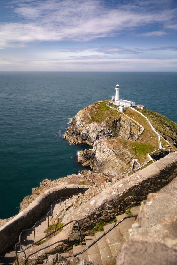 Steep Stone Steps Leading To a White Lighthouse on the Cliffs a Rugged ...