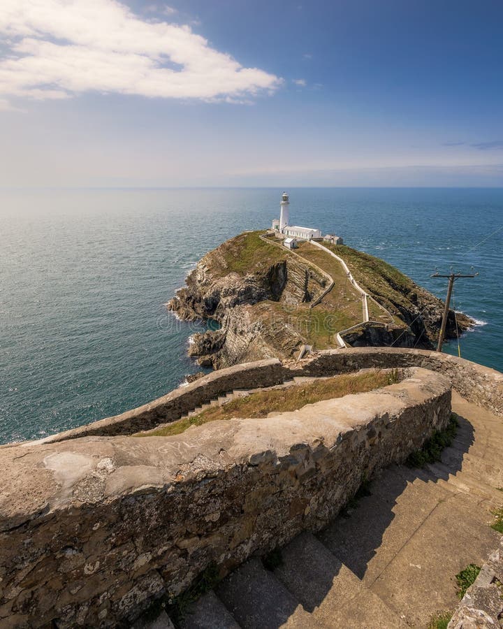 Steep Stone Steps Leading To a White Lighthouse on the Cliffs a Rugged ...