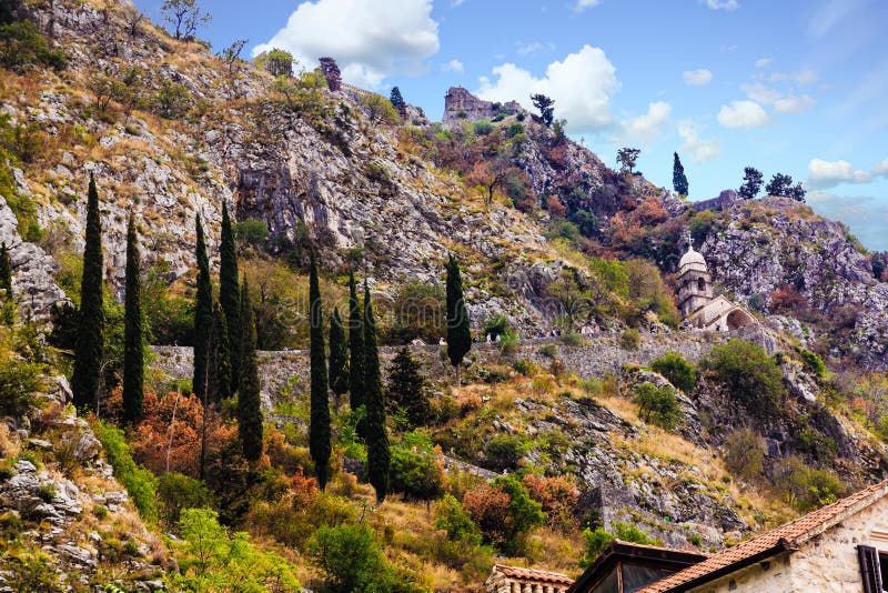 Walking Path Up Kotor Mountain Stock Image - Image of landscape, rocky ...