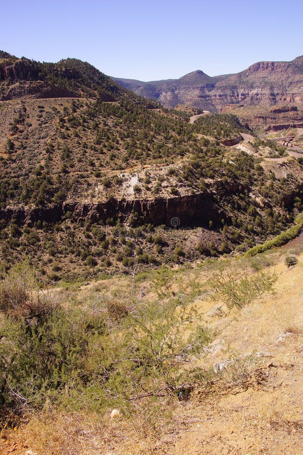 Steep Valley of Salt River Canyon Stock Photo - Image of desert, bridge ...