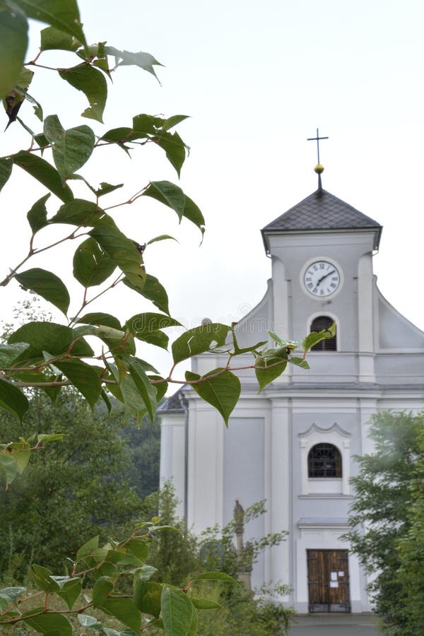 Grey Church and Leafs stock image. Image of leaf, cross - 226628295