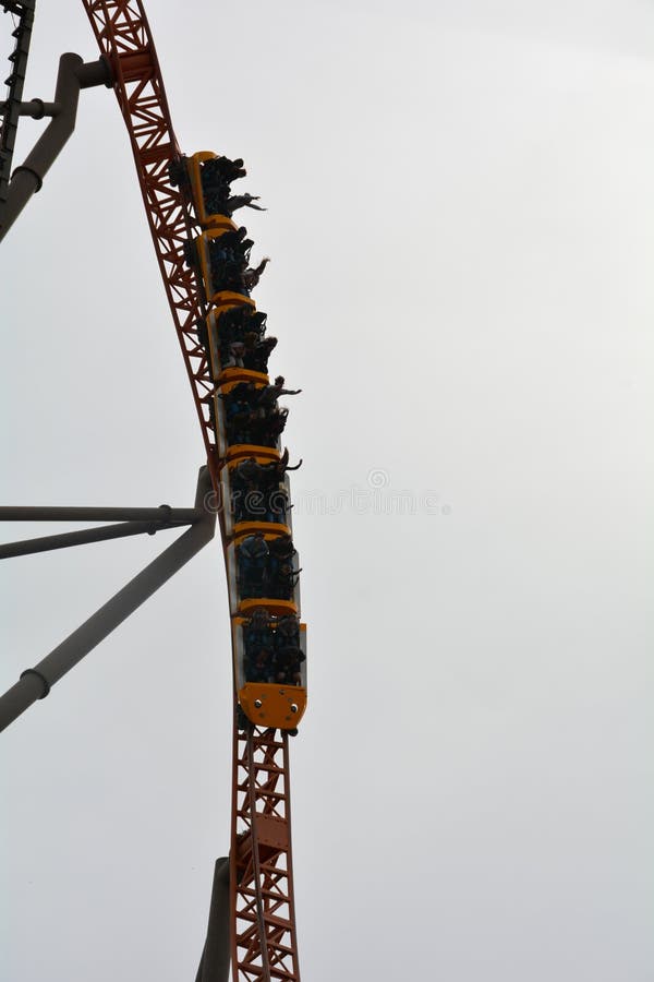 Steeply Sloping Roller Coaster in the Amusement Park Stock Photo ...
