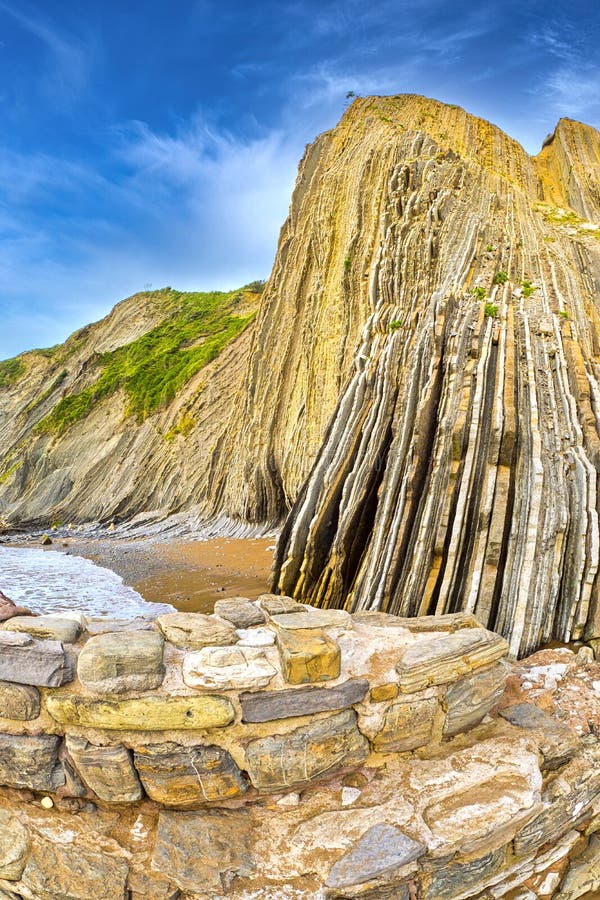 Flysch Cliffs, Itzurun, Spain Stock Image - Image of coastal, zumaia ...