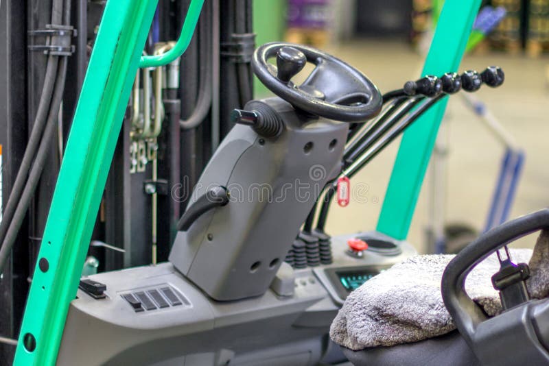 Steering and Cab of Forklift with Levers. Stock Photo - Image of levers ...
