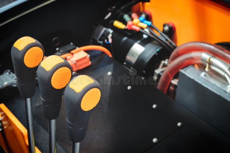 Steering and Cab of Forklift with Levers. in Stock Stock Image - Image ...