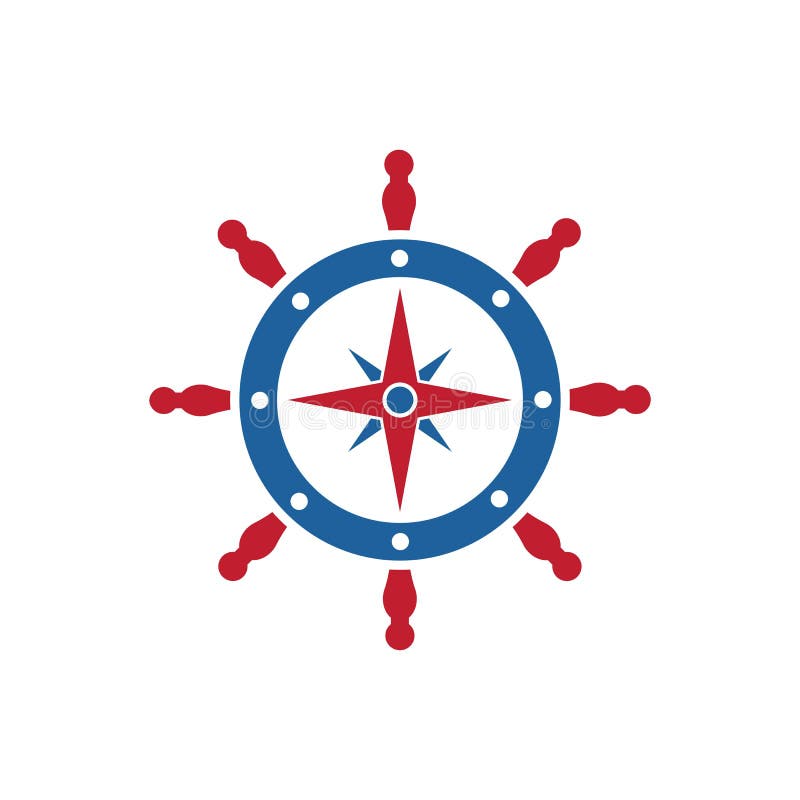Steering Ship with Compass Vector Logo Icon of Maritime Illustration ...