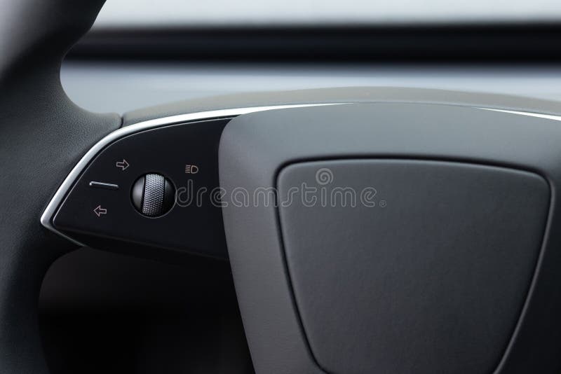 Steering Wheel Buttons for Function Control. Expensive Car Interior ...