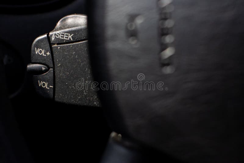Steering Wheel of Car, Details of Phone and Music Volume Adjustment ...