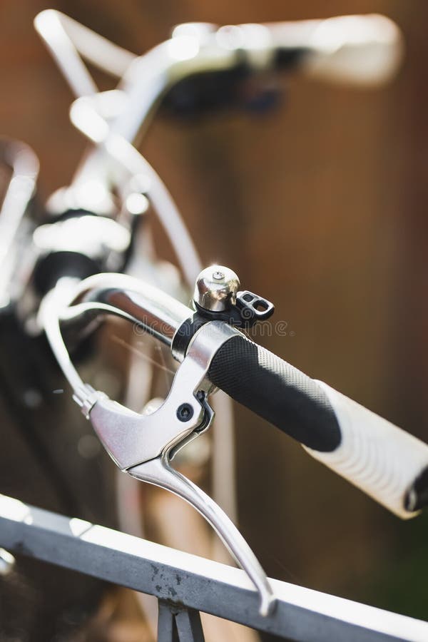 Steering Wheel of City Bicycle Close Up Photo. Stock Image - Image of ...
