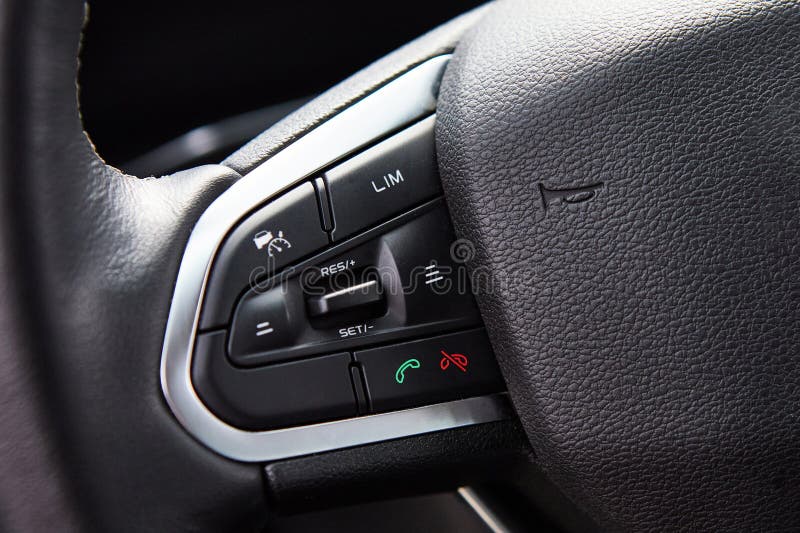 Steering Wheel Control Buttons of a Modern Car Close Up Stock Image ...