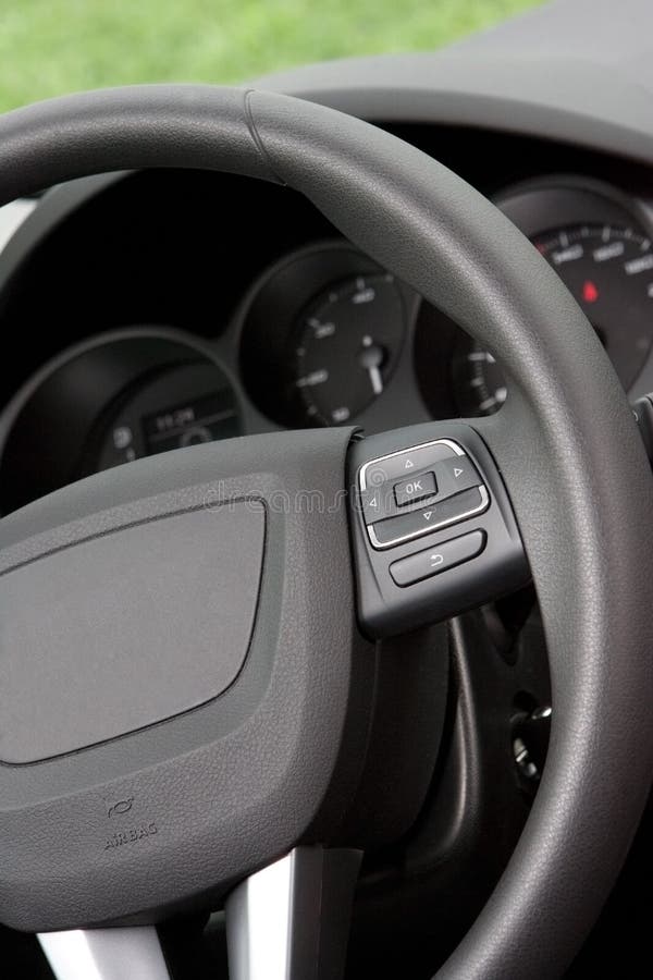 Steering wheel stock photo. Image of phone, leather, cockpit - 20984654