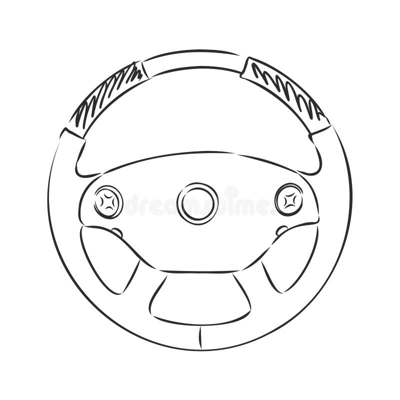 Steering Wheel. Doodle Style. Car Steering Wheel, Vector Sketch ...