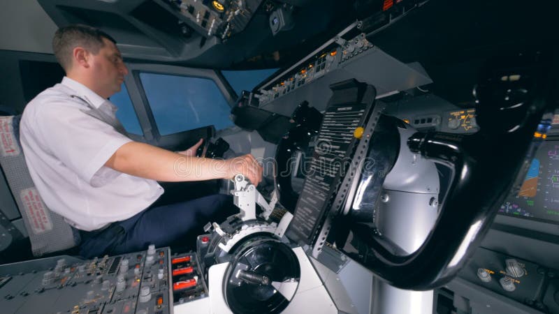Steering Wheel on in a Flight Simulator, Close Up. Stock Footage ...