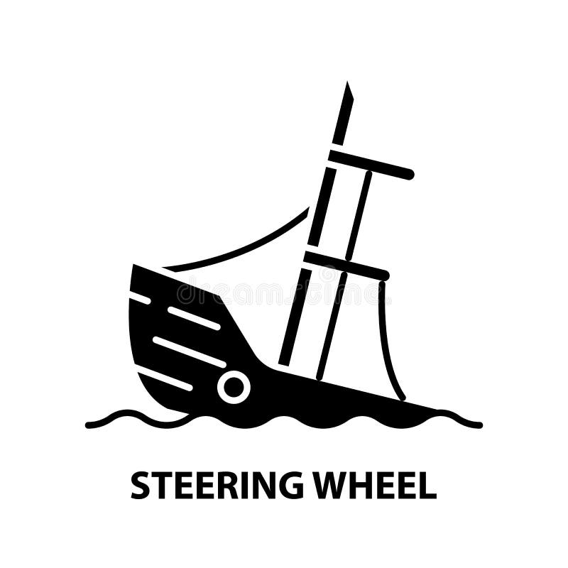 Steering Wheel Icon, Black Vector Sign with Editable Strokes, Concept ...