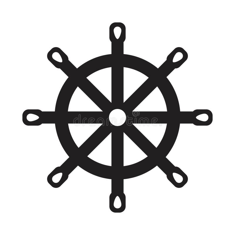 Vector Ship Steering Wheel Icon with Black Line Style Stock ...