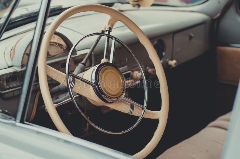Steering Wheel and Inside Interior of the Retro Soviet Car Stock Image ...