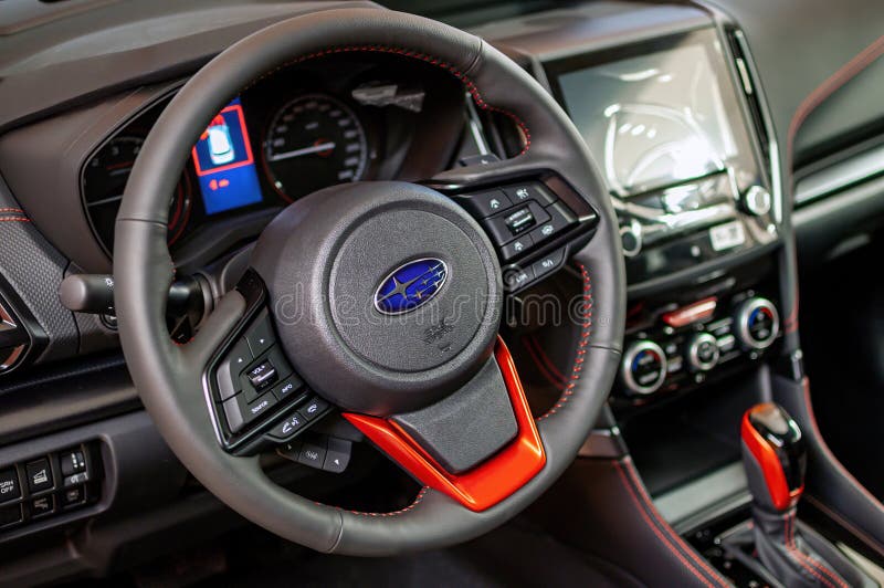 Steering Wheel and Interior of a New Car Editorial Stock Photo - Image ...