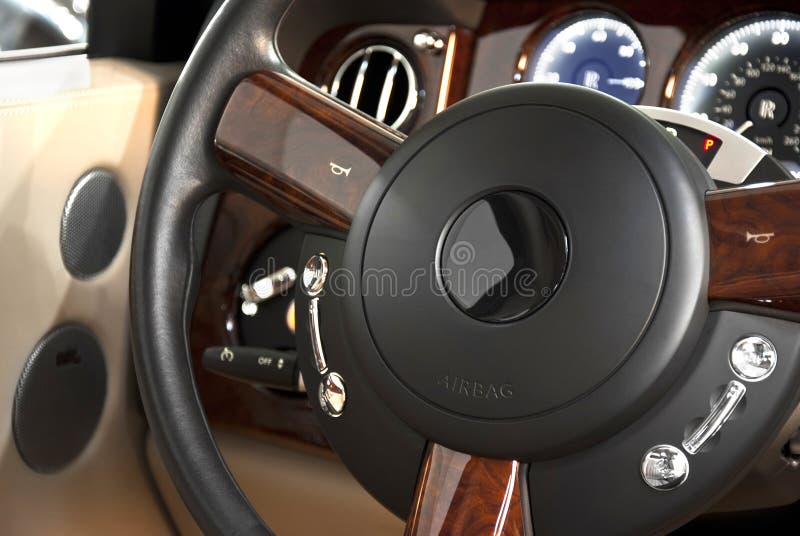 Steering Wheel of a Luxury Car Stock Photo - Image of future, retro ...