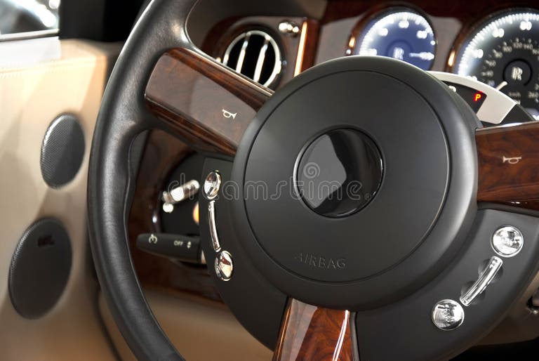 Steering Wheel of a Luxury Car Stock Photo - Image of future, retro ...