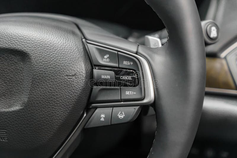 Steering Wheel. Multi Function Buttons on Steering Wheel in Car Stock ...
