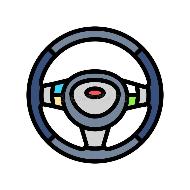 Steering Wheel with Multimedia Controls Color Icon Vector Illustration ...