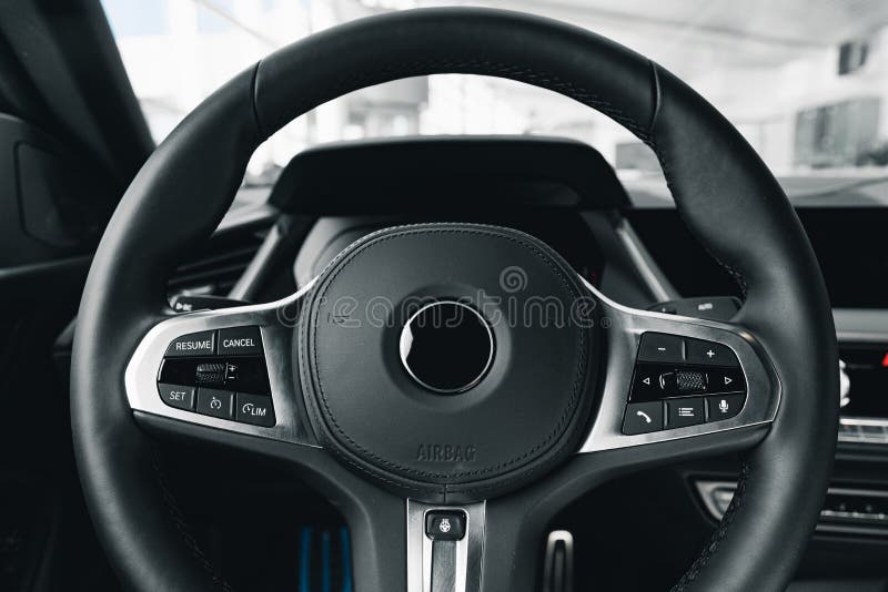 Steering Wheel of a New Luxury Car Stock Image - Image of luxury ...