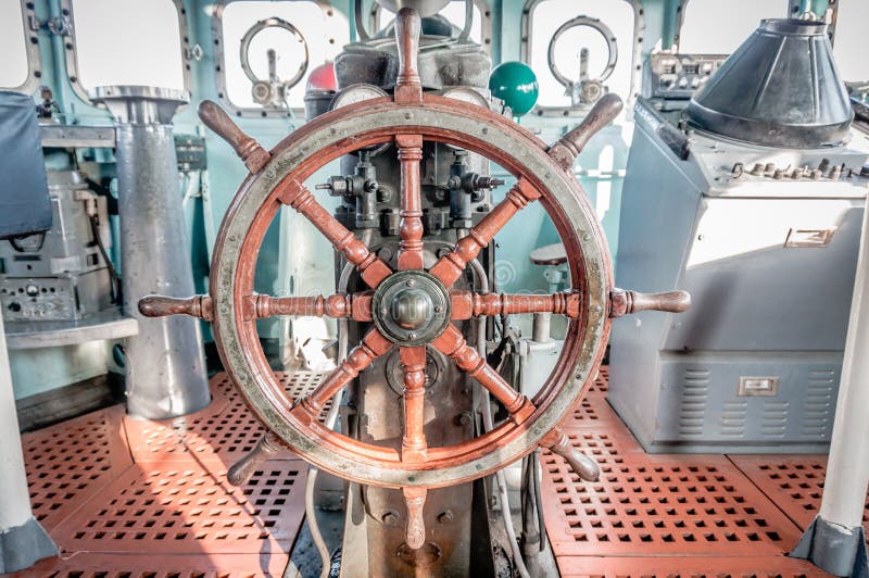 Steering Wheel in Old Bridge Stock Photo - Image of control, sailing ...