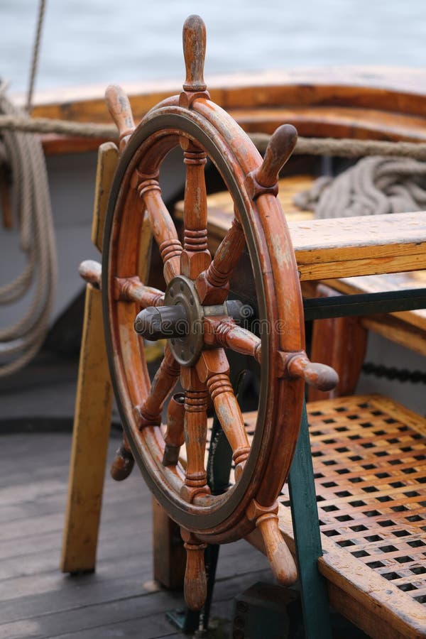 Steering Wheel on an Old Sailing Ship Stock Photo - Image of wheel ...