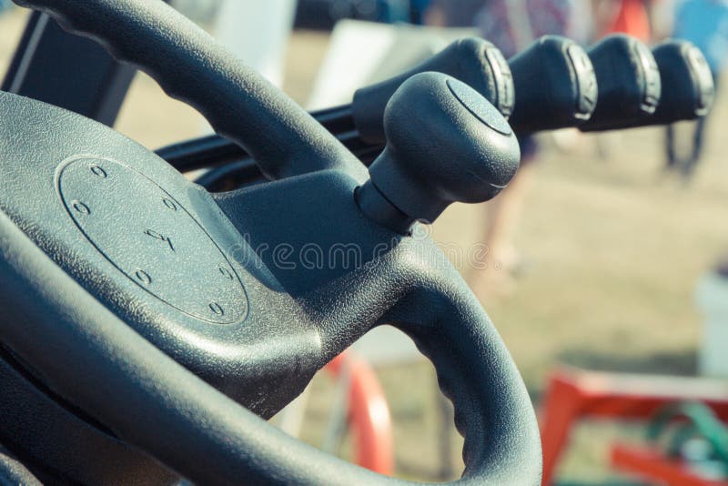Steering Wheel and Operating Control Panels or Levers in Forklift or ...