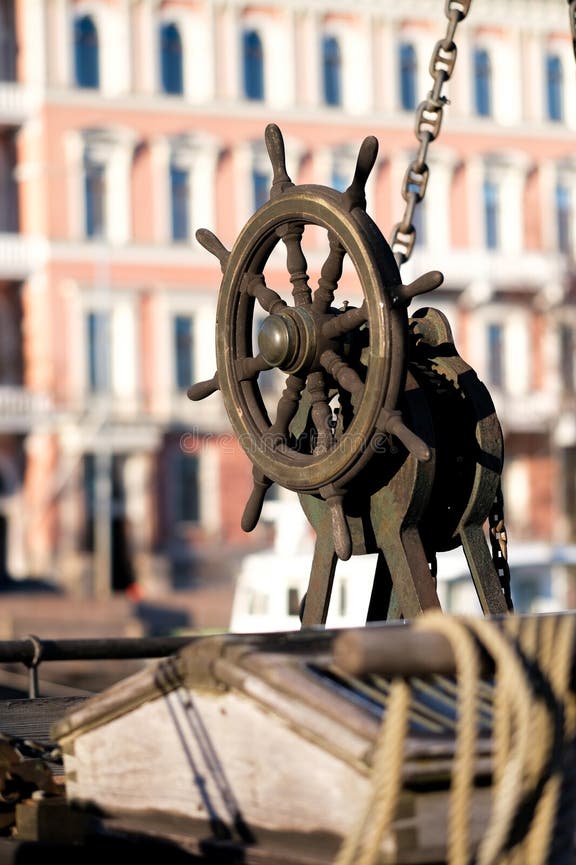 Steering Wheel of a Sailing Vessel Stock Image - Image of round ...
