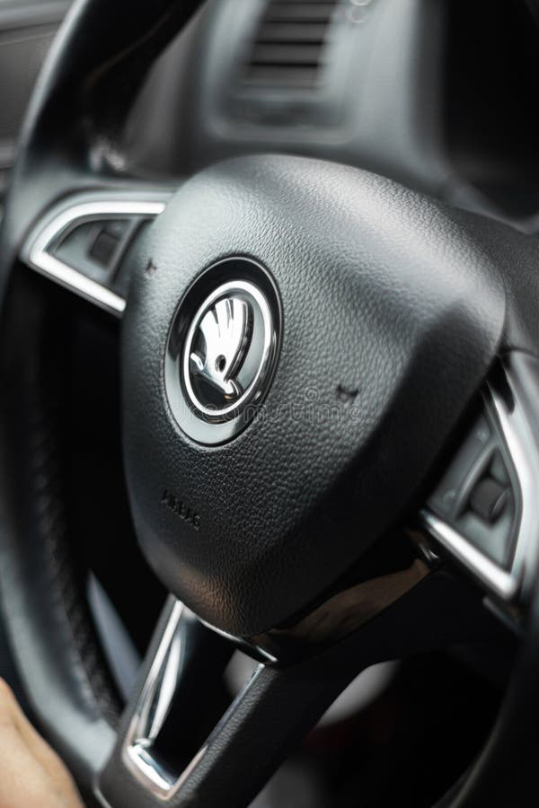 Steering Wheel with Skoda Octavia Logo Vertical Photo Editorial Image ...