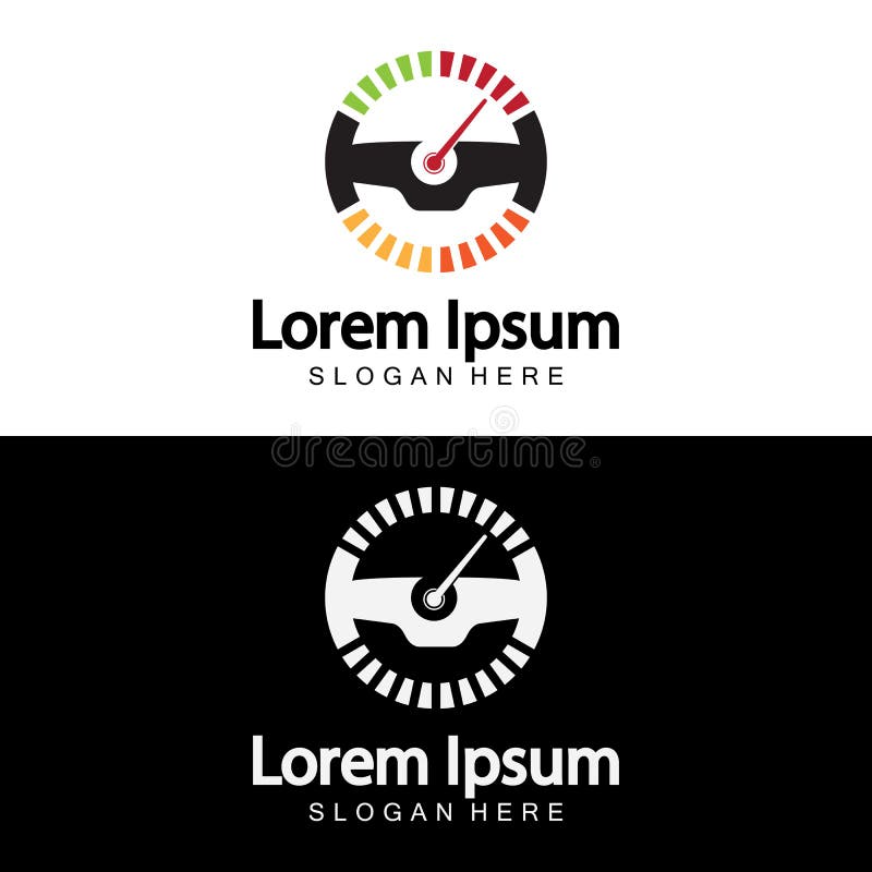 Steering Wheel and Speedometer Logo Template. Driving School Vector ...