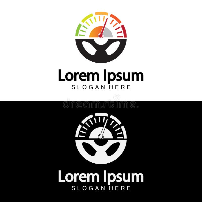 Steering Wheel and Speedometer Logo Template. Driving School Vector ...