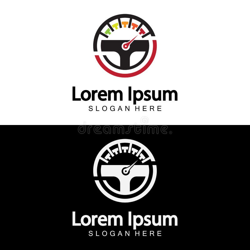 Steering Wheel and Speedometer Logo Template. Driving School Vector ...