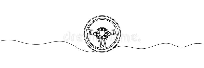 Steering Wheel Symbol in Continuous Line Drawing Style. Line Art of ...