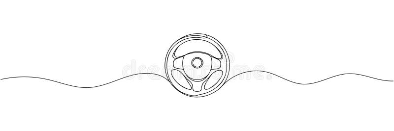 Steering Wheel Symbol in Continuous Line Drawing Style. Line Art of ...
