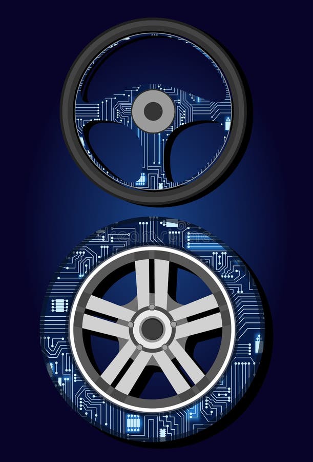 Steering Wheel and Tire with Electronic Circuit Stock Vector ...