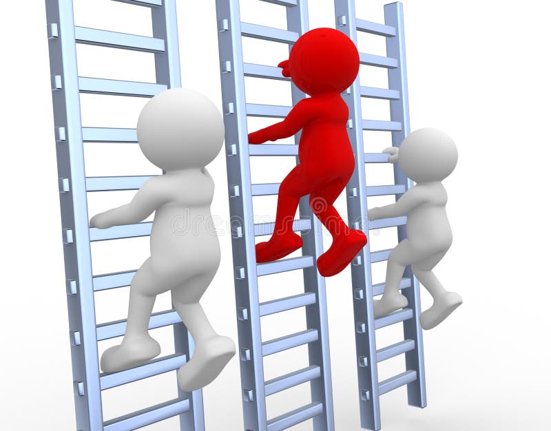 Klättring För Man 3d På En Stege Stock Illustrationer - Illustration av ...